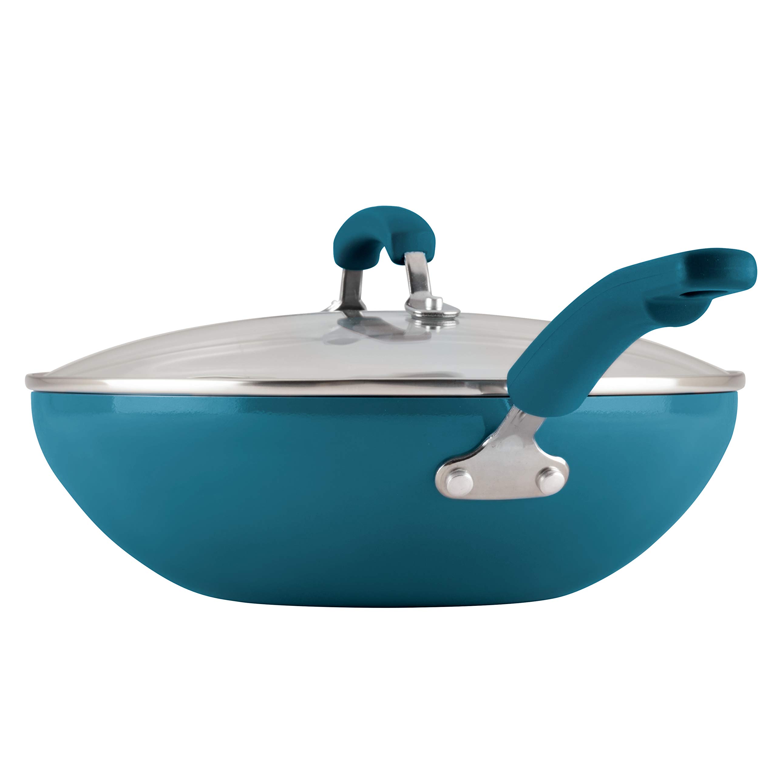 Rachael Ray Brights Nonstick Wok/Stir Fry Pan/Wok Pan with Lid - 11 Inch, Marine Blue Gradient