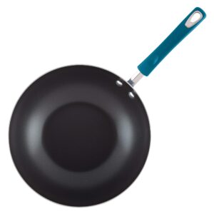 Rachael Ray Brights Nonstick Wok/Stir Fry Pan/Wok Pan with Lid - 11 Inch, Marine Blue Gradient