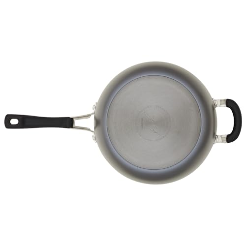 Rachael Ray Cook + Create Hard Anodized Nonstick Saucier Pan/Saucepan with Lid and Helper Handle, 4.5 Quart - Black