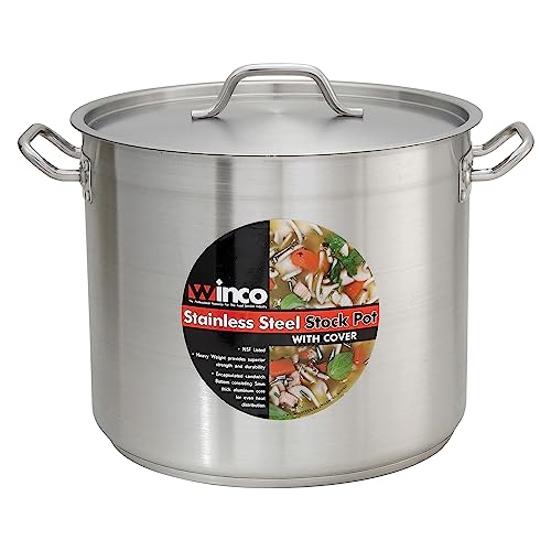 Winware SST-40 Stainless Steel 40 Quart Stock Pot with Cover