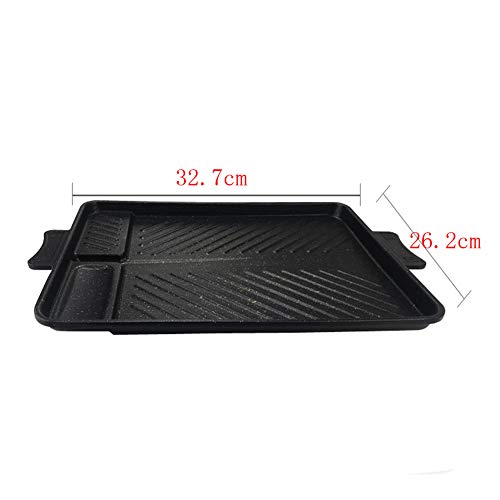 CHYIR Korean-style Non-stick Smokeless Rectangular Grill Pan Baking Tray Barbecue Hot Plate for Indoor Outdoor BBQ