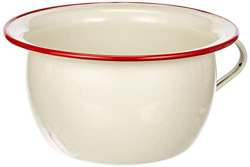 IBILI Chamber Pot 3,5 l of Enamelled Steel in White/red, 24 x 24 x 5 cm