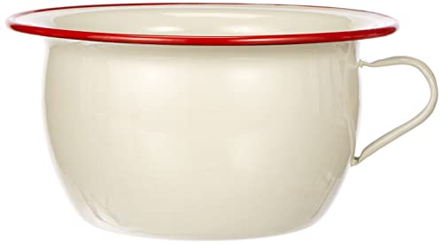 IBILI Chamber Pot 3,5 l of Enamelled Steel in White/red, 24 x 24 x 5 cm