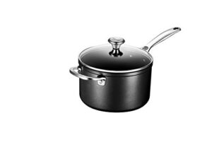 le creuset toughened nonstick pro saucepan with glass lid, 4 qt.