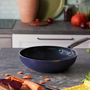 Blue Diamond Cookware Diamond Infused Ceramic Nonstick 11" Wok Pan, Induction, PFAS-Free, Dishwasher Safe, Oven Safe, Blue