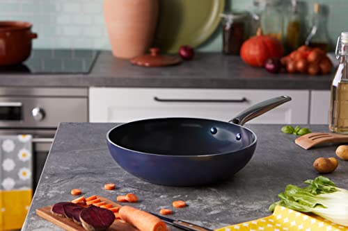 Blue Diamond Cookware Diamond Infused Ceramic Nonstick 11" Wok Pan, Induction, PFAS-Free, Dishwasher Safe, Oven Safe, Blue