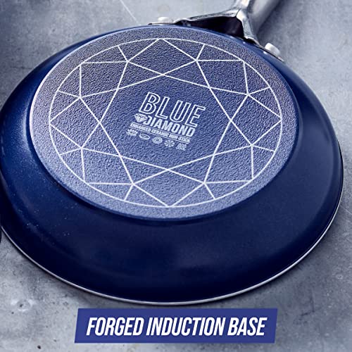 Blue Diamond Cookware Diamond Infused Ceramic Nonstick 11" Wok Pan, Induction, PFAS-Free, Dishwasher Safe, Oven Safe, Blue