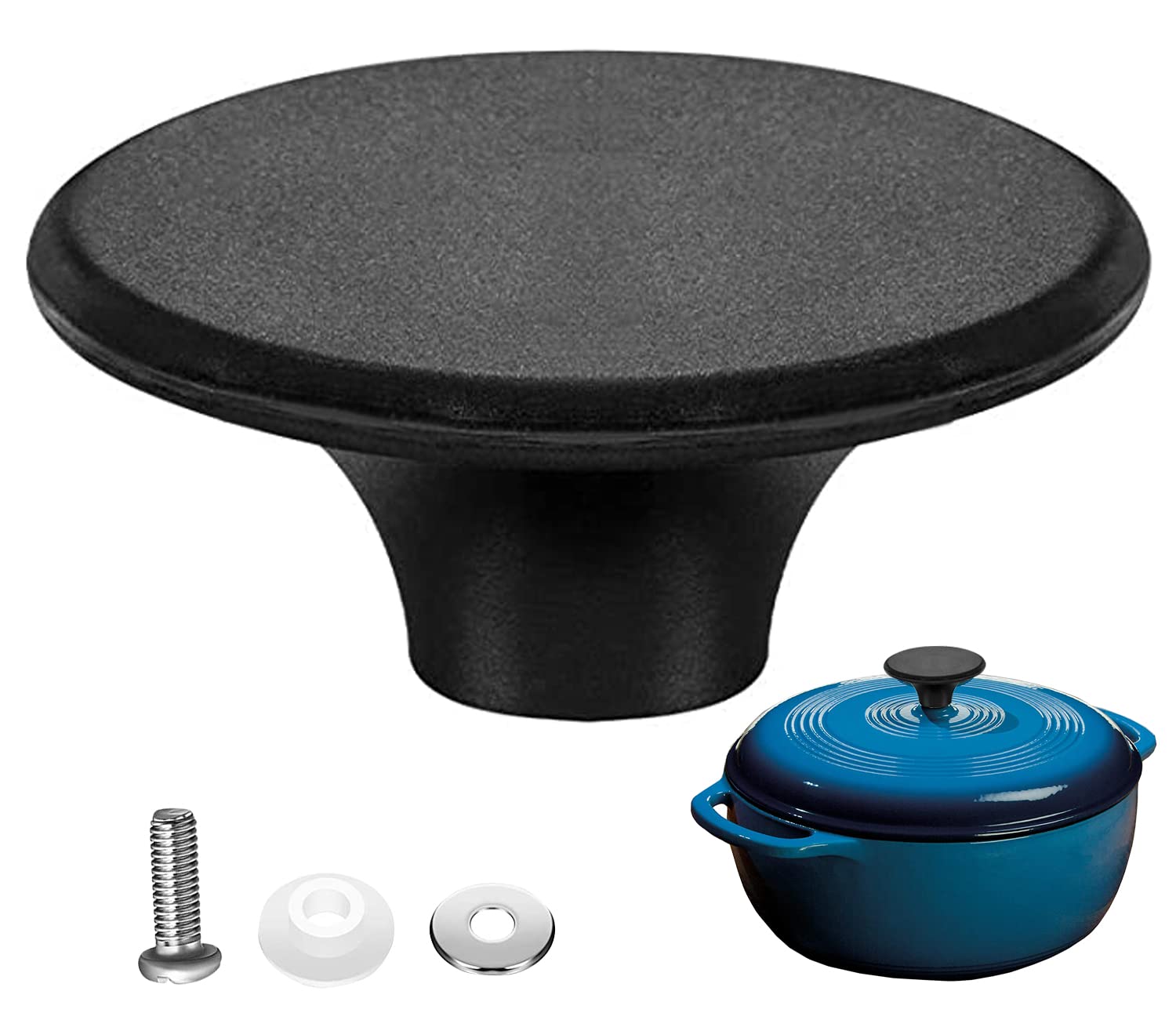 Dutch Oven Knob Replacement Pot Lid Handle Compatible with Le Creuset, Aldi, Lodge and Other Enameled Dutch Oven, Black(1 Set)