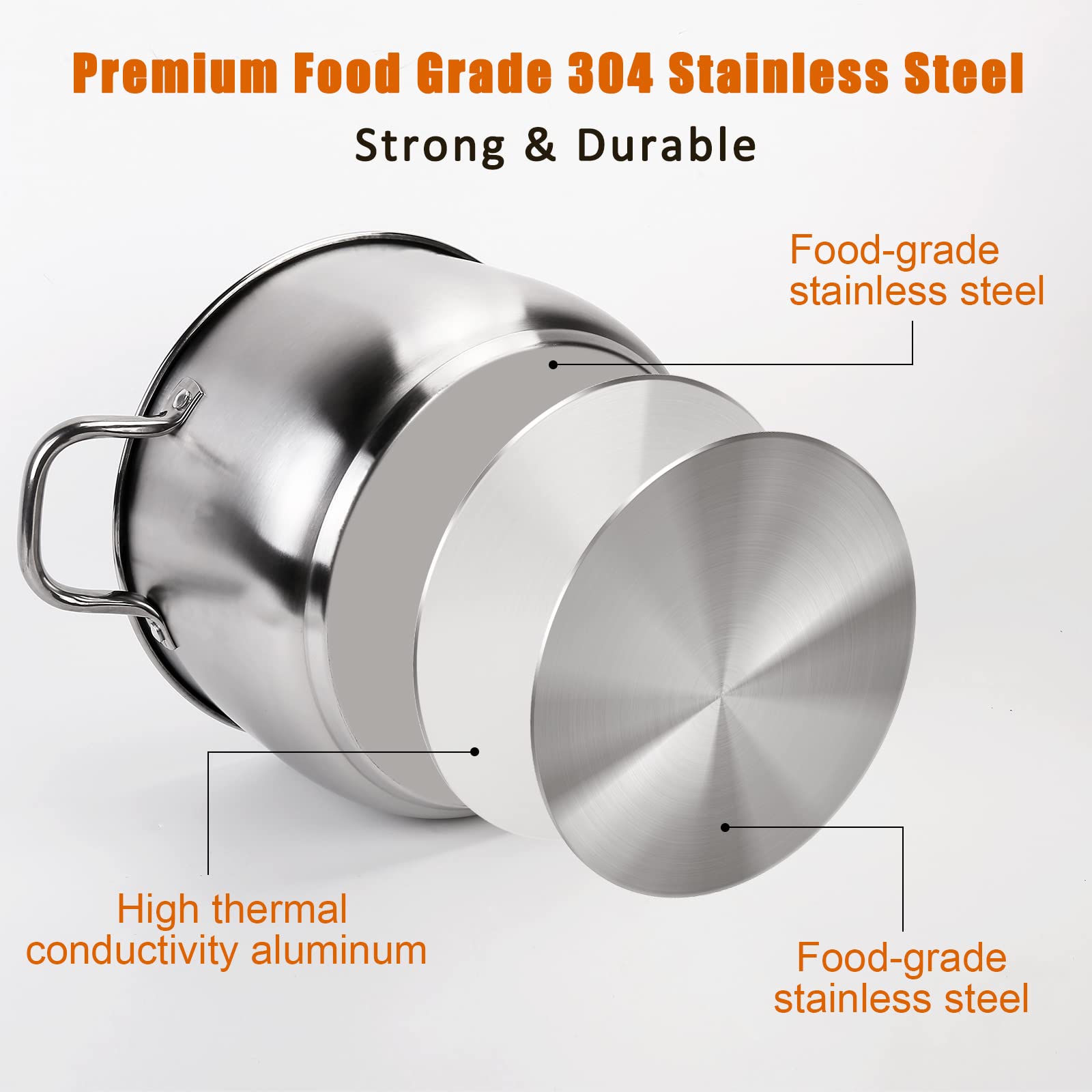 DricRoda Soup Pot 8 Quart Pot Stainless Steel Pasta Pot, Nonstick Stock Pot Cooking Pot with Lid and Handles, Large Pot Big Pot for Cooking Glass Lid Stockpot for Home Restaurant Party Dishwasher Safe