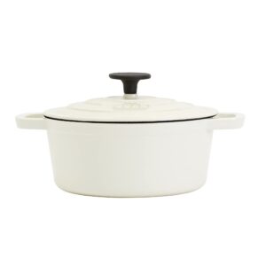 smith clark ironworks enameled cast iron dutch oven pot with lid (3 quart, white)