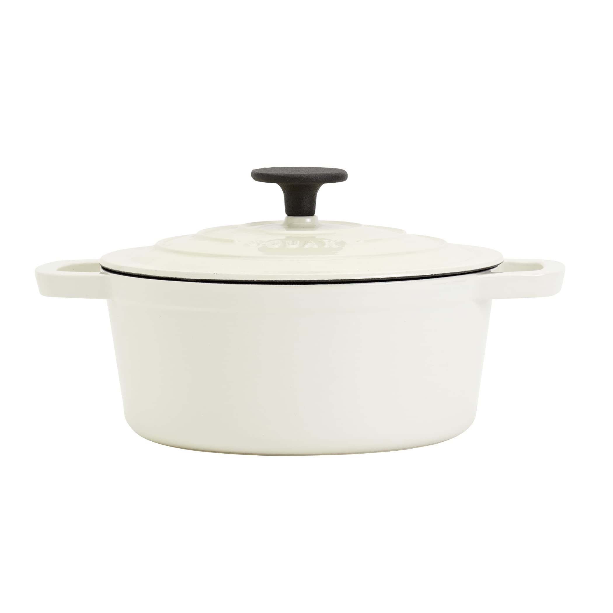 Smith Clark Ironworks Enameled Cast Iron Dutch Oven Pot with Lid (3 Quart, White)