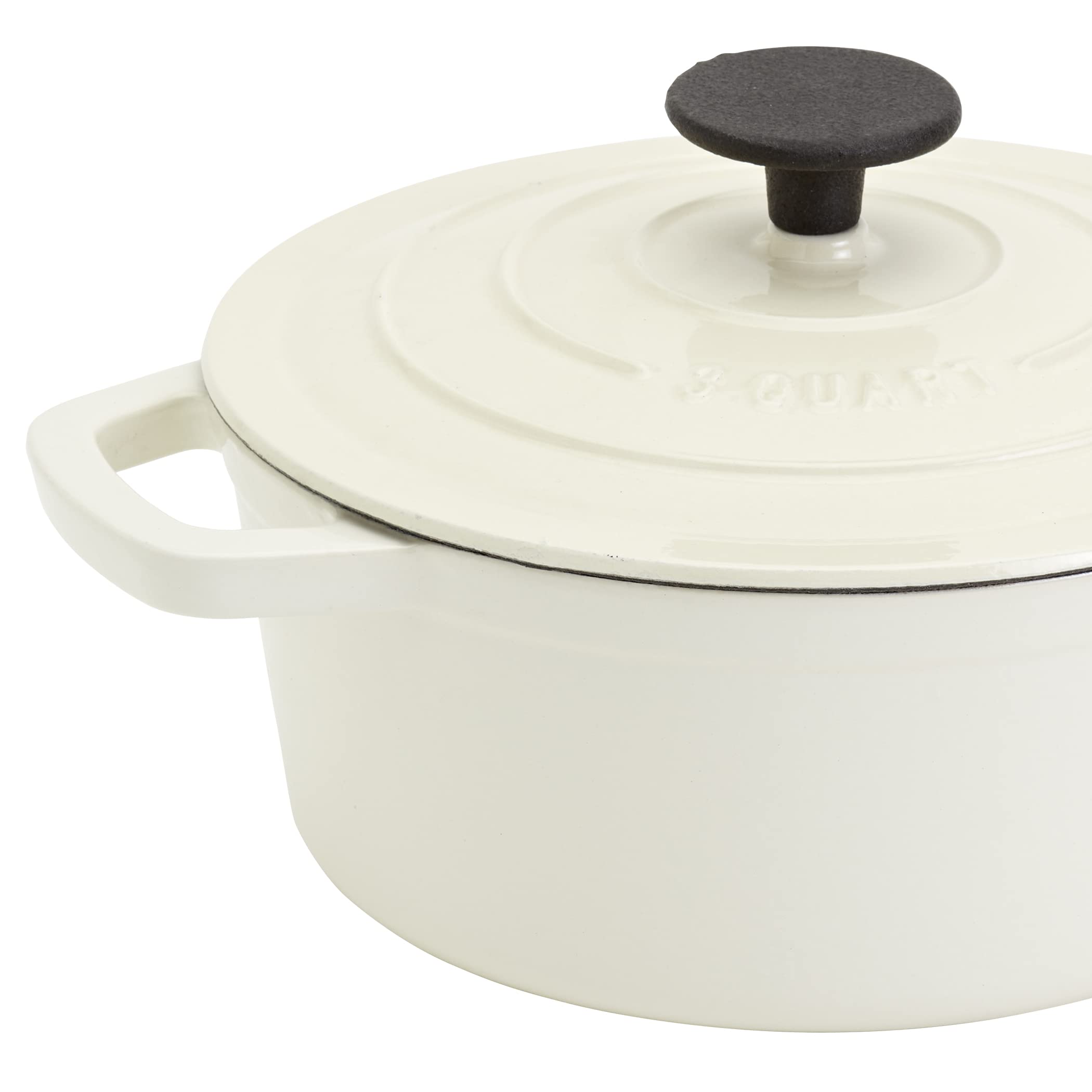 Smith Clark Ironworks Enameled Cast Iron Dutch Oven Pot with Lid (3 Quart, White)