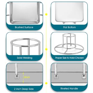 TeamFar Roasting Pan with Beer Can Chicken Holder, Stainless Steel Drip Pan with Vertical Rack Stand for Grill Oven Smoker, Healthy & Heavy Duty, Easy Clean & Dishwasher Safe, (1 Pan + 1 Rack)