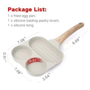 A.B Crew Fried Egg Pan Nonstick, Egg Frying Pan 3 Section Pancake Pan Aluminium Omelet Pan Induction & Gas Stove Compatible Granite Egg Skillet Egg Cooker Pan for Plett Breakfast