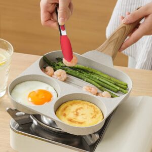 A.B Crew Fried Egg Pan Nonstick, Egg Frying Pan 3 Section Pancake Pan Aluminium Omelet Pan Induction & Gas Stove Compatible Granite Egg Skillet Egg Cooker Pan for Plett Breakfast