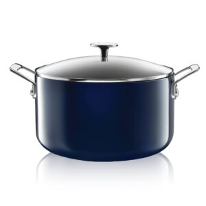 granitestone diamond 5 qt nonstick stock pot soup pot pasta pot stew pot with tempered glass lid-oven & dishwasher safe-100% pfoa free - dark blue