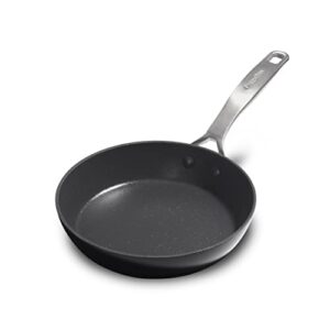 greenpan searsmart hard anodized healthy ceramic nonstick, 8" frying pan skillet, pfas-free, textured surface, dishwasher safe, black