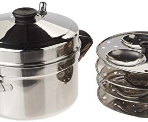 Tabakh HIC-204 4-Rack Stainless Steel Idli Cooker w/ Hawkins Type Stand, Makes 12 Idlis