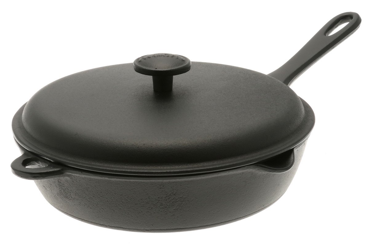 Iwachu 9-1/2" Cast Iron Frying Pan with Lid, Medium, Black