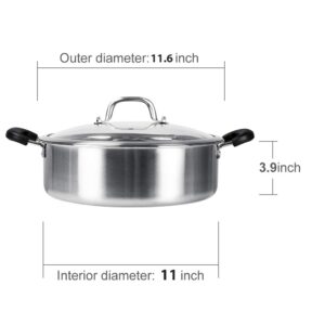 Hot Pot with Divider Stainless Steel Shabu Shabu Pot for Induction Cooktop Gas Stove 11’’ Suitable for 2-3 Person (11 inch)