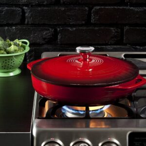 Lodge EC7D43 Enameled Cast Iron Dutch Oven, 7.5-Quart, Island Spice Red & EC3CC43 Enameled Cast Iron Covered Casserole, 3-Quart, Island Spice Red