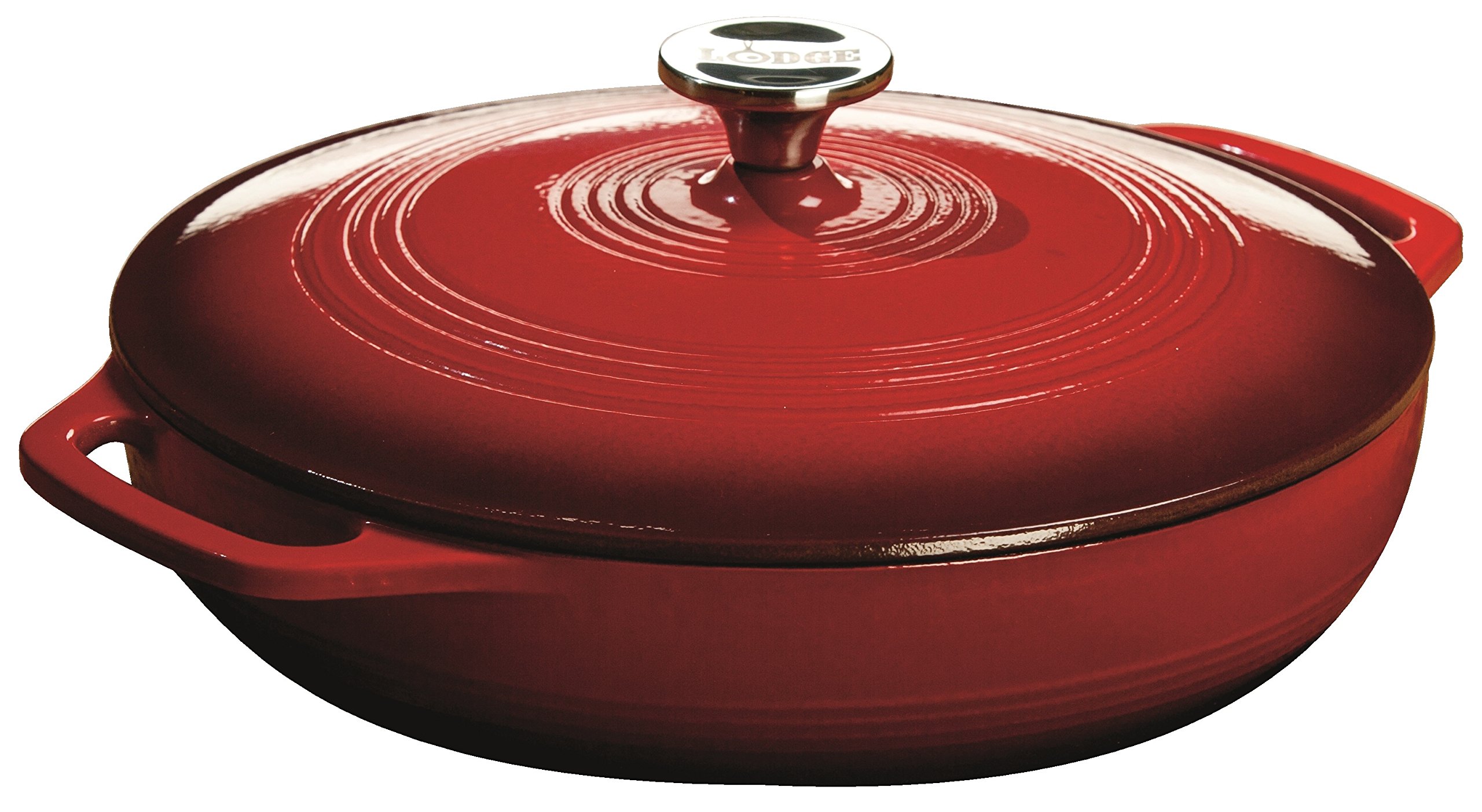 Lodge EC7D43 Enameled Cast Iron Dutch Oven, 7.5-Quart, Island Spice Red & EC3CC43 Enameled Cast Iron Covered Casserole, 3-Quart, Island Spice Red