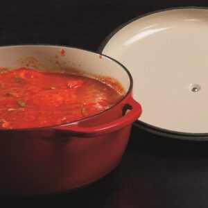 Lodge EC7D43 Enameled Cast Iron Dutch Oven, 7.5-Quart, Island Spice Red & EC3CC43 Enameled Cast Iron Covered Casserole, 3-Quart, Island Spice Red