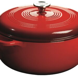 Lodge EC7D43 Enameled Cast Iron Dutch Oven, 7.5-Quart, Island Spice Red & EC3CC43 Enameled Cast Iron Covered Casserole, 3-Quart, Island Spice Red