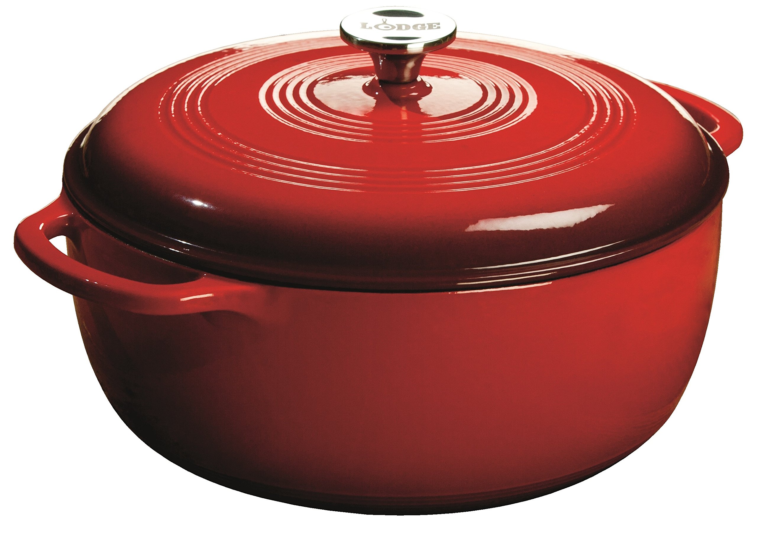 Lodge EC7D43 Enameled Cast Iron Dutch Oven, 7.5-Quart, Island Spice Red & EC3CC43 Enameled Cast Iron Covered Casserole, 3-Quart, Island Spice Red