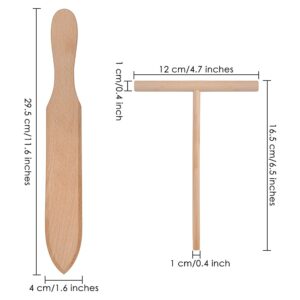 DS. DISTINCTIVE STYLE Crepe Spreader and Crepe Spatula Kit Set of 2 Crepe Tools Wooden Spatula and 4.7-inch T-shaped Tool