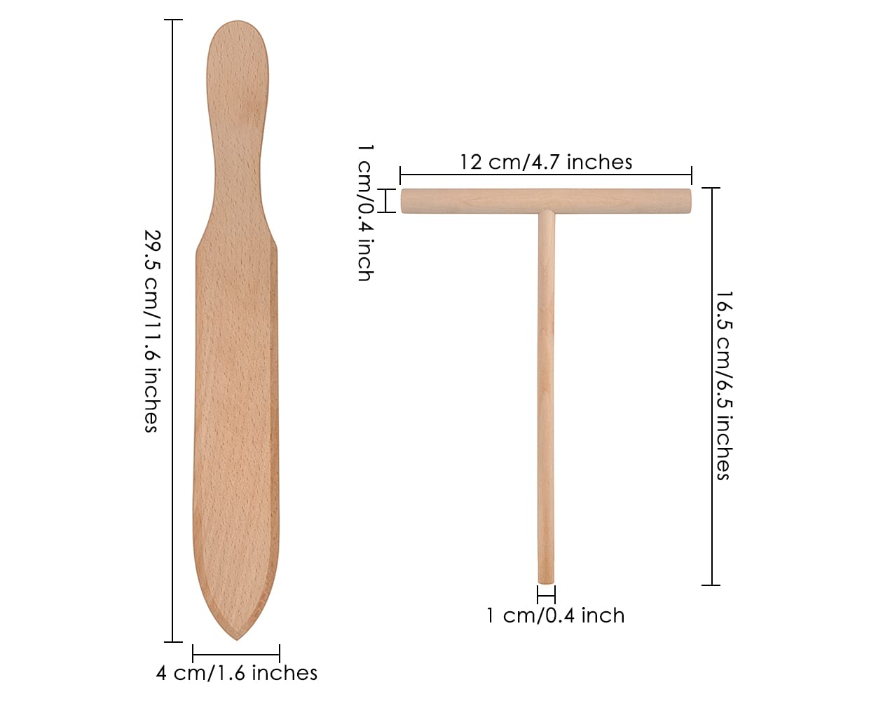 DS. DISTINCTIVE STYLE Crepe Spreader and Crepe Spatula Kit Set of 2 Crepe Tools Wooden Spatula and 4.7-inch T-shaped Tool