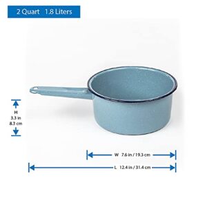 Cinsa Enamel on Steel 2-quart Sauce Pan (Blue Color) - Outdoor & Indoor - Dishwasher Safe