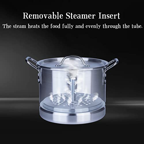 ARC 12 Quart Aluminum Tamale Steamer Pot, Crab Pot Stock Pot with Steamer tube for Seafood Crawfish Crab Vegetable with Rivet Handle, Silver