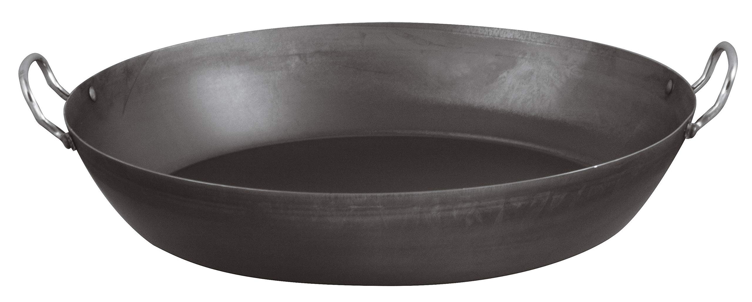 BelleVie Black Carbon Steel 16-Gauge Paella Pan, Dia. 15 3/4" x H 3""