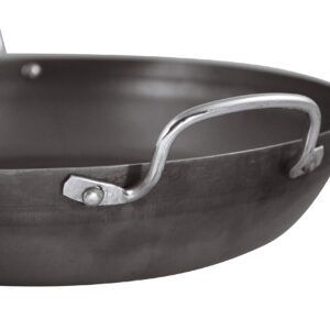 BelleVie Black Carbon Steel 16-Gauge Paella Pan, Dia. 15 3/4" x H 3""