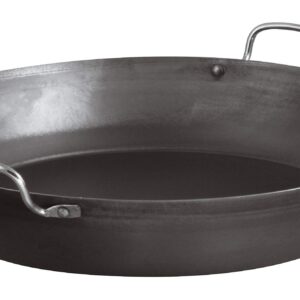 BelleVie Black Carbon Steel 16-Gauge Paella Pan, Dia. 15 3/4" x H 3""