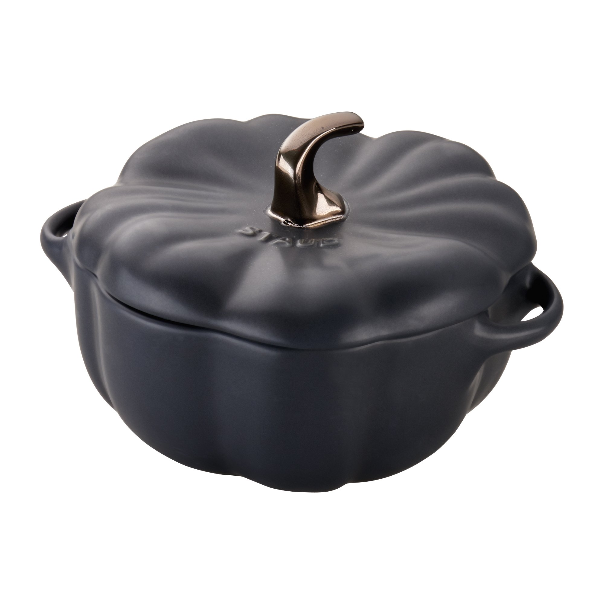 STAUB Ceramic 0.75-qt Petite Ceramic Pumpkin, Oven & Stove Safe up to 572°F, Pumpkin Dish, Ceramic Baking Dish, Candy Dish, Matte Black