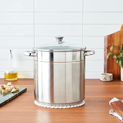 McSunley Stockpot with Encapsulated Bottom Base, 12 qt, Stainless Steel