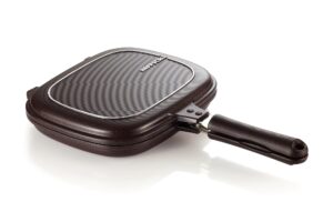 happycall titanium nonstick double pan, omelette pan, flip pan, square, dishwasher safe, pfoa-free, brown (standard)