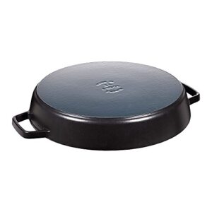 Staub Cast Iron 13-inch Double Handle Fry Pan - Matte Black, Made in France