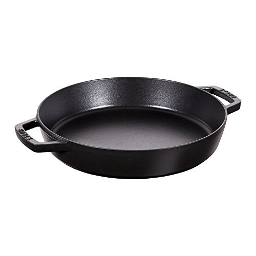 Staub Cast Iron 13-inch Double Handle Fry Pan - Matte Black, Made in France