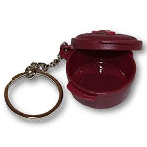 Tupperware (1 Keychain Microwave Pressure Cooker Mini Pill Case Gadget Burgundy Red