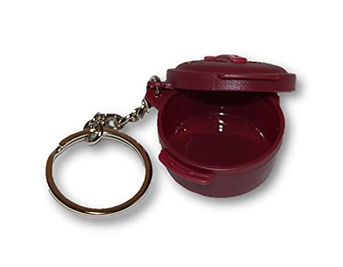 Tupperware (1 Keychain Microwave Pressure Cooker Mini Pill Case Gadget Burgundy Red