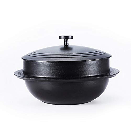 MOOSSE Gamasot Premium Korean Dutch Oven, Rice Pot, Enameled Cast Iron Pot with Lid, Korean Stone Bowl for Induction Cooktop, Stove, Oven, No Seasoning Required (8.7” (22cm))