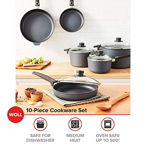 Woll Diamond Lite/Plus Diamond Reinforced Nonstick Scratch Resistant Cast Aluminum Induction Ready Cookware Set, 10-Piece