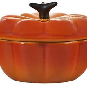 Le Creuset Stoneware Figural Pumpkin Petite Cocotte, 12oz, Persimmon