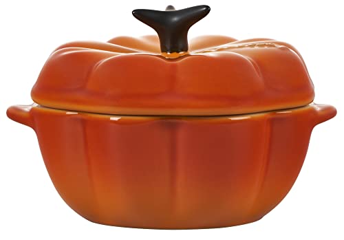 Le Creuset Stoneware Figural Pumpkin Petite Cocotte, 12oz, Persimmon