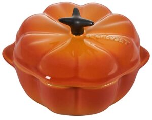 le creuset stoneware figural pumpkin petite cocotte, 12oz, persimmon