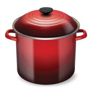 le creuset enamel-on-steel covered stockpot, 10-quart, cerise (cherry red)