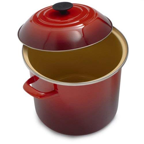 Le Creuset Enamel-on-Steel Covered Stockpot, 10-Quart, Cerise (Cherry Red)